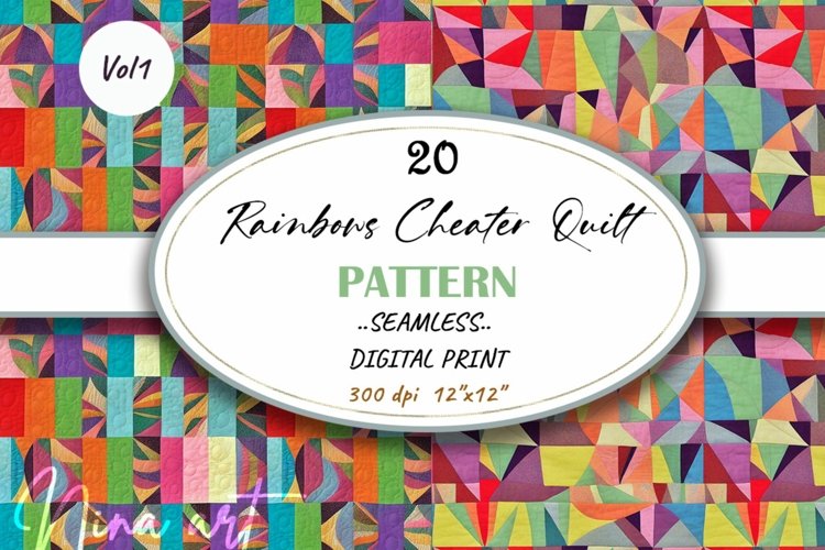 Rainbow Cheater Quilt Seamless Digital Paper