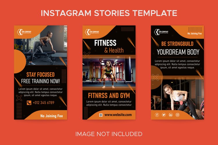 Gym and fitness social media Instagram stories collection