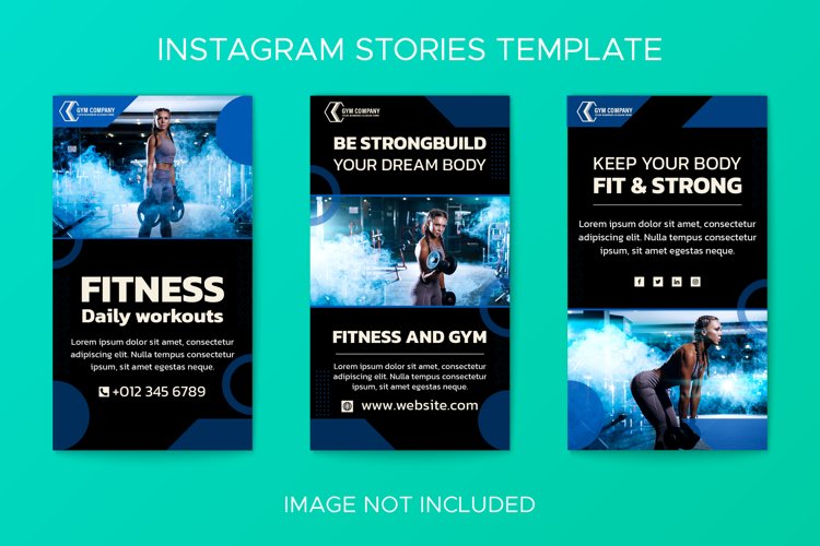 Flat gym and fitness Instagram stories collection