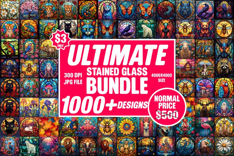 Stained Glass Sublimation Designs Bundle | Wind (2642913)