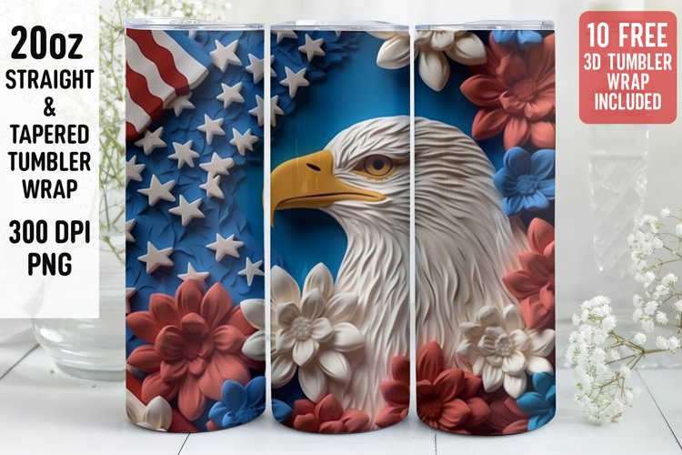 3D Eagle Tumbler Wrap | 3D Patriotic Tumbler Wrap (2622223)