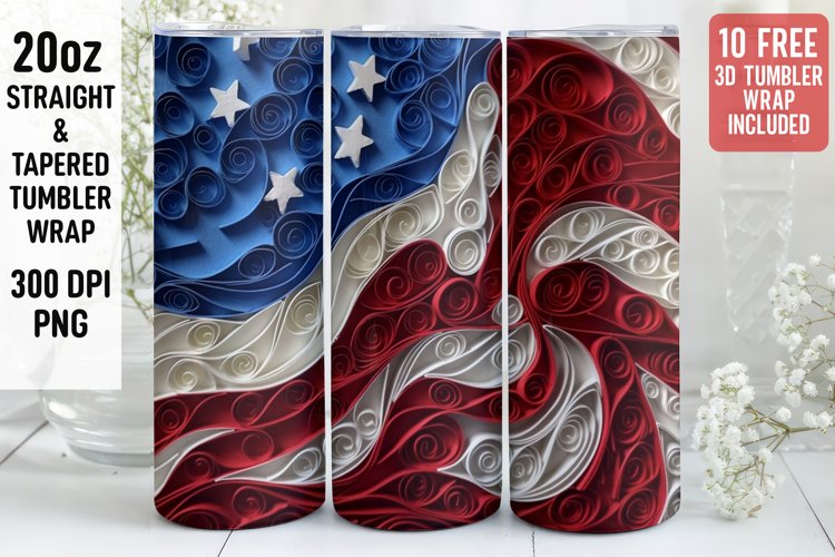 3D Tumbler Wrap | 3D Patriotic Tumbler Wrap | 3D (2622175)