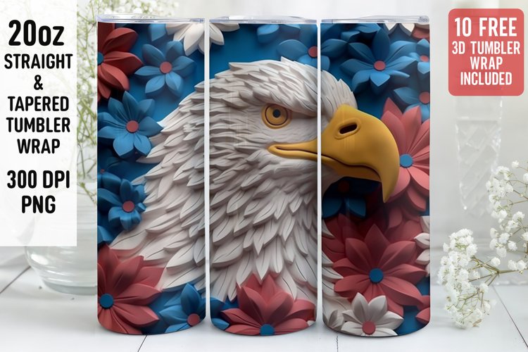 3D Eagle Tumbler Wrap | 3D Patriotic Tumbler Wrap (2622224)