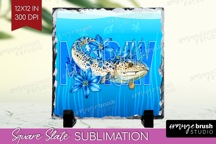 Moray Floral Slate PNG Sea Blue Square Slate (5640189)