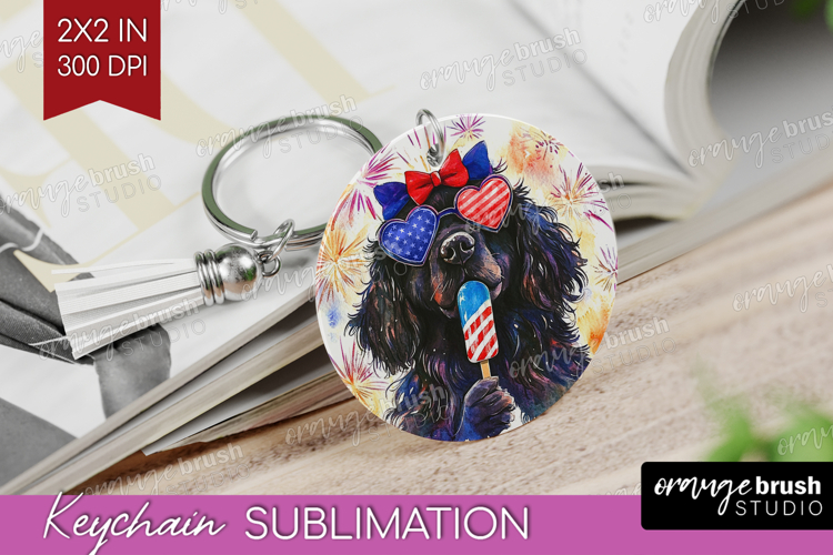 Newfoundland Dog Keychain PNG 4th Of July Keychain