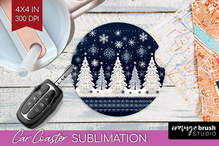 Nordic Christmas Car Coaster - Winter Coaster (4744584)