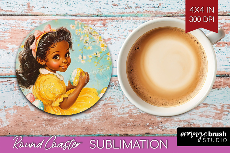 Retro Easter Round Coaster - Easter Coaster PNG (5332453)