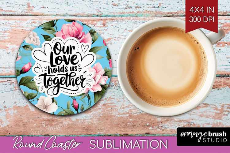 Family Quote Round Coaster - Floral Coaster PNG (5369736)