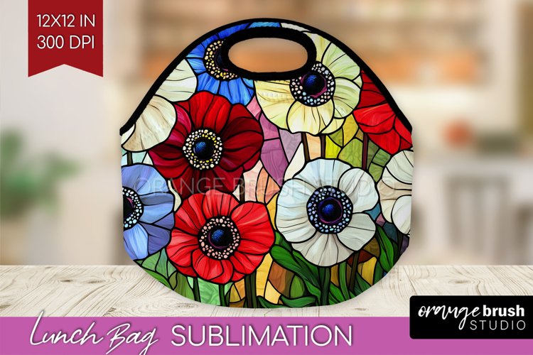 Stained Glass Flowers Lunch Bag - Floral Lunch Bug (5136049)