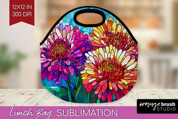 Stained Glass Flowers Lunch Bag - Floral Lunch Bug (5136052)