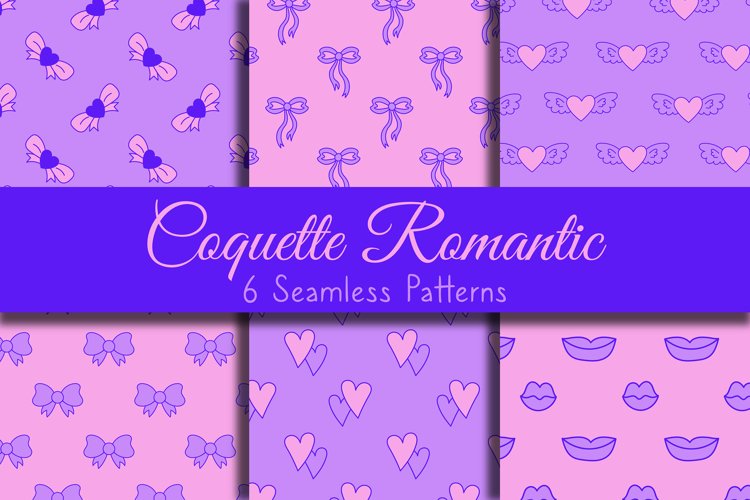 Coquette Romantic Seamless Patterns JPG EPS