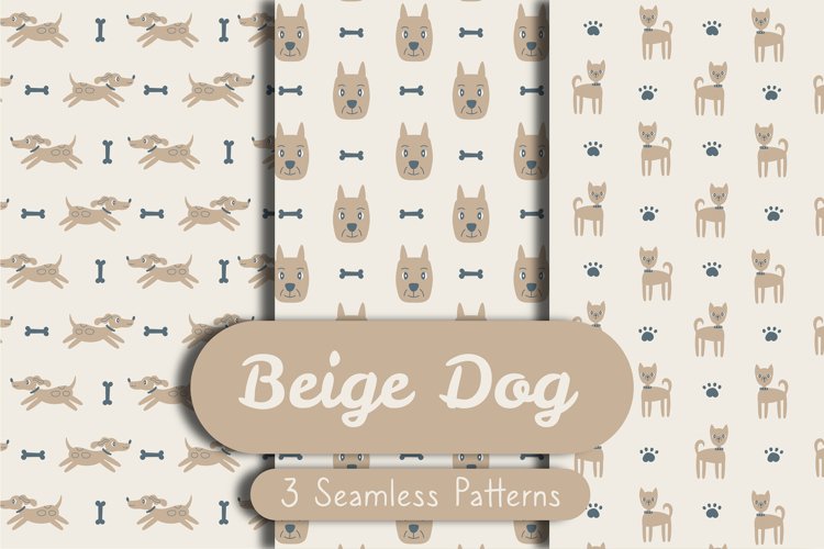 Beige Dog Seamless Patterns