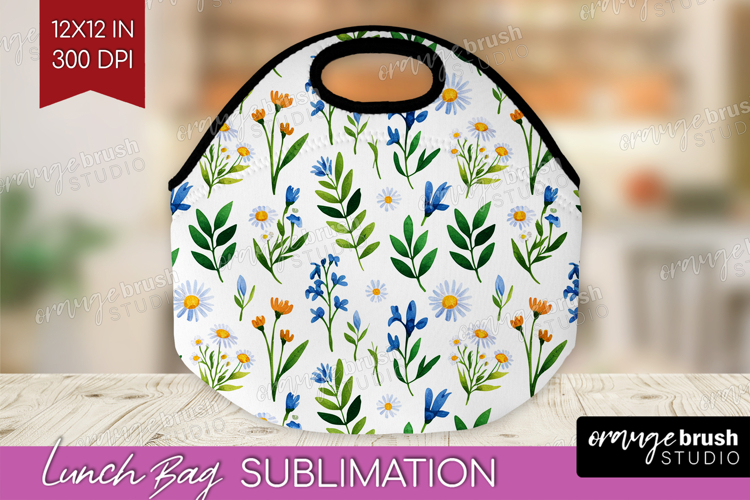 Summer Flowers Lunch Bag - Floral Lunch Bug PNG (5586675)