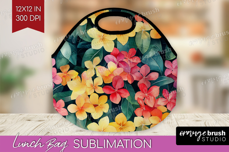 Tropical Flowers Lunch Bag - Floral Lunch Bug PNG (5458596)
