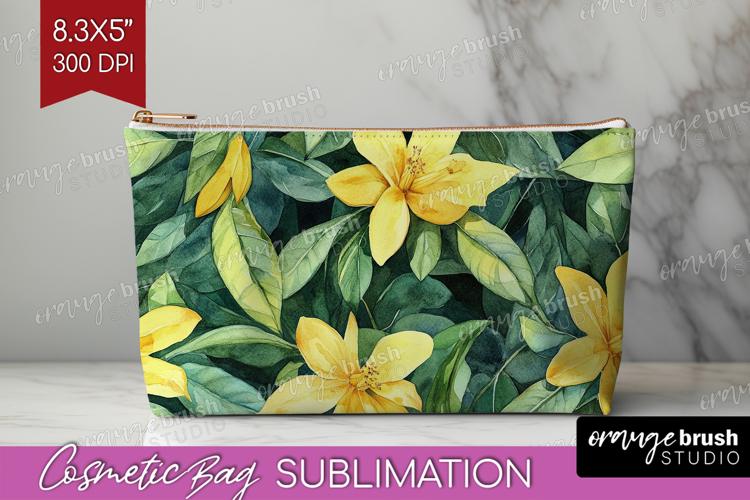 Tropical Flowers Cosmetic Bag - Floral Makeup Bag (5458401)