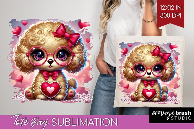 Valentine Dog Tote Bag - Cute Puppy Tote Bag PNG (5193333)