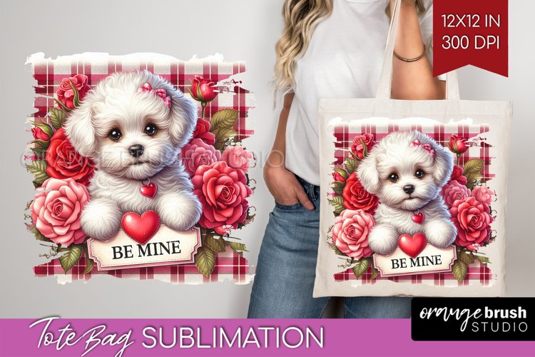 Valentine Dog Tote Bag - Valentines Day Tote Bag (5022799)