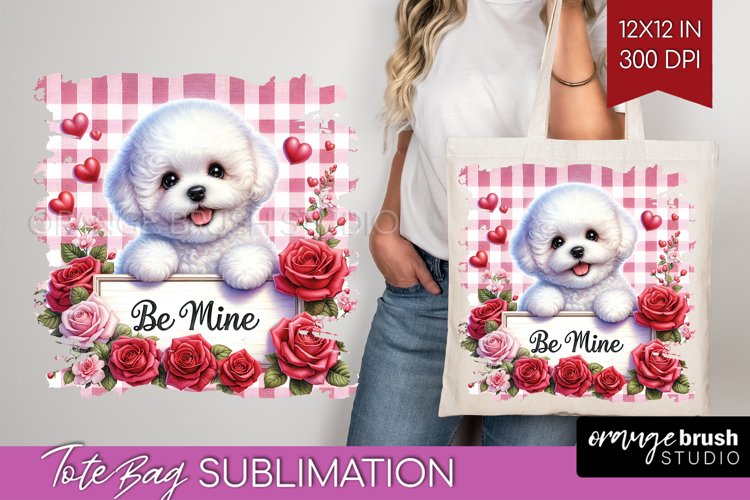 Valentine Dog Tote Bag - Valentines Day Tote Bag (5022832)