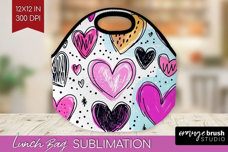 Hearts Lunch Bag - Valentines Day Lunch Bug PNG (5159768)