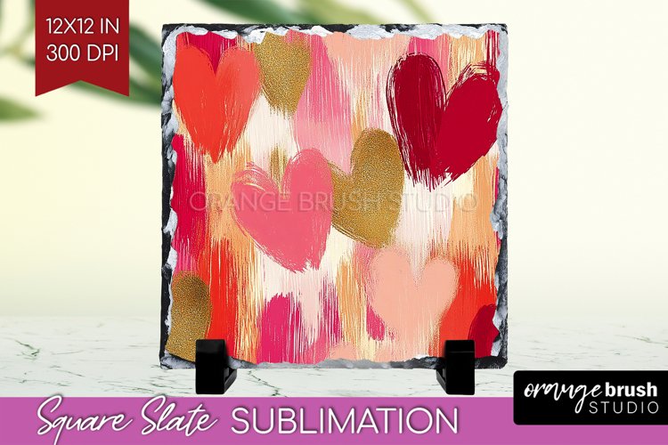 Hearts Slate PNG - Valentines Day Square Slate (5159012)