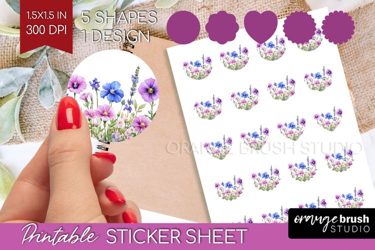 Wildflowers Round Sticker - Watercolor Flowers (5149219)