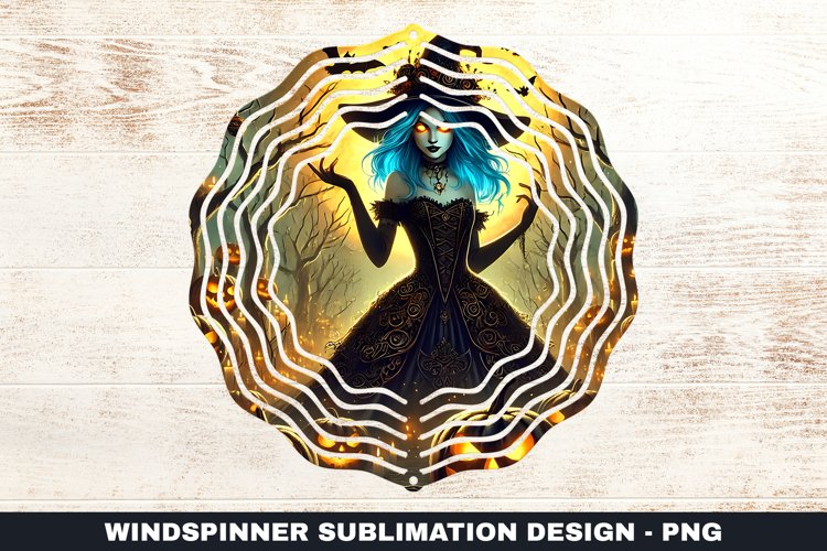 Halloween Witch Wind Spinner Sublimation Design (4526477)