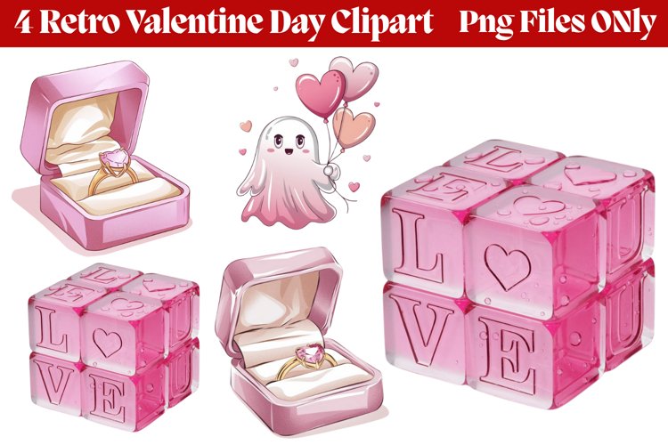 Retro Valentine Day Clipart PNG (5156770)