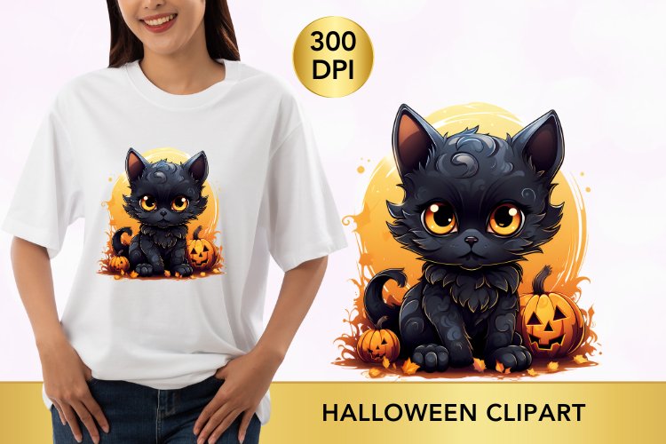 Cute cat halloween clipart
