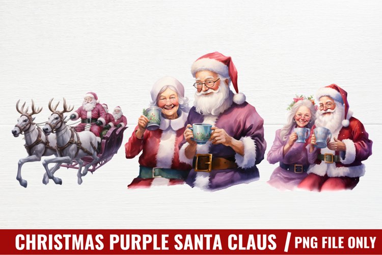 Christmas Purple Santa Claus Sublimation (4337483)