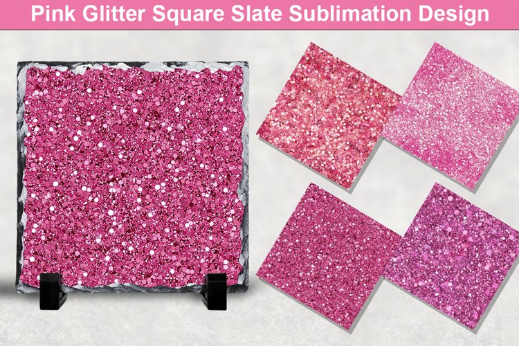 Pink Glitter - Square Sublimation Slate Designs