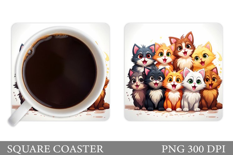 Funny Cat Coaster Design. Cute Cats Coaster (4211222)
