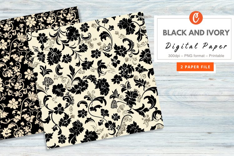 Black and Ivory Digital Paper