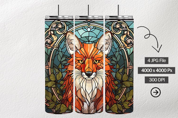 Red Fox Stained Glass Square Coaster - 4 Variation (2972004)
