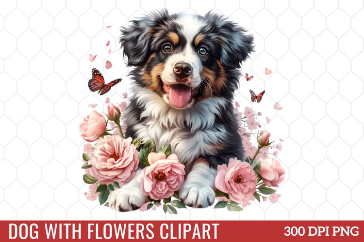 Dog With Flowers Clipart (3482582)