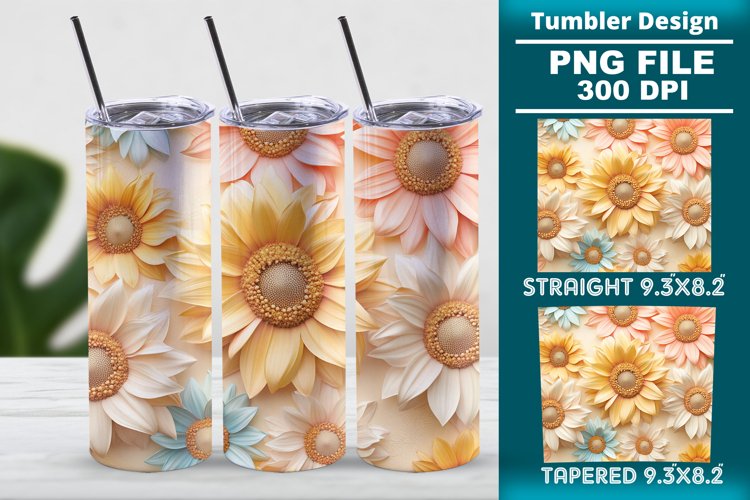 3D Flower Tumbler, 3D Floral Tumbler design (4603459)