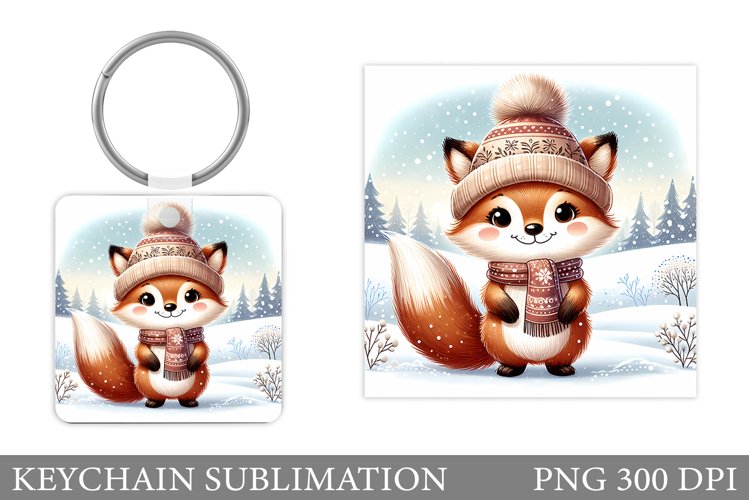 Christmas Fox Keychain. Winter Fox Keychain Design (5040020)