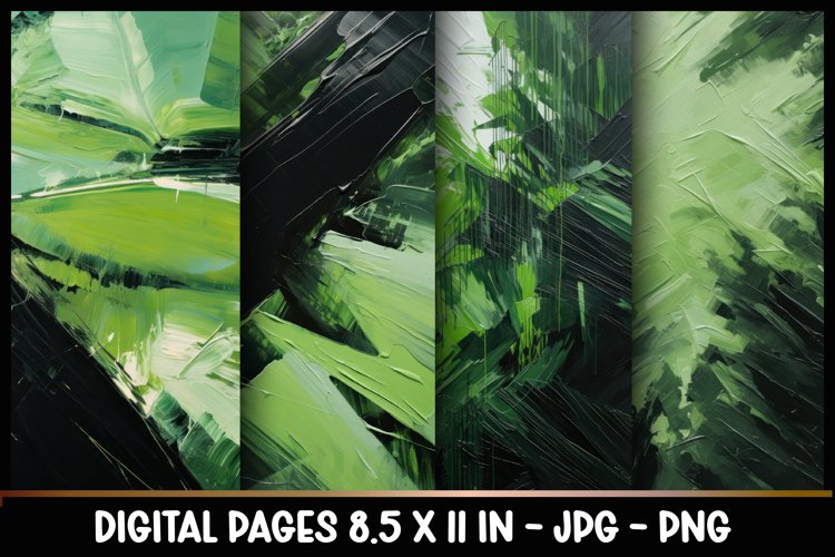 4 Green Paint Strokes Digital Papers I Junk (3798408)