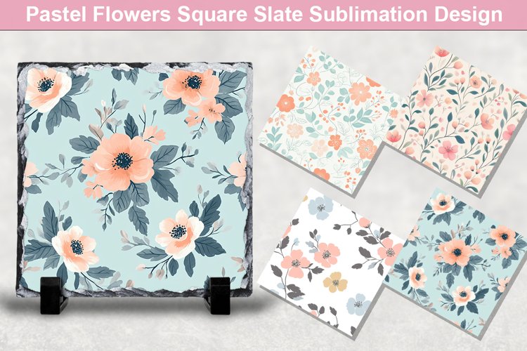 Pastel Flowers Square Sublimation Slate Designs