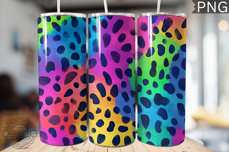 Rainbow Leopard Print Tumbler Wrap - High Quality 300 Dpi