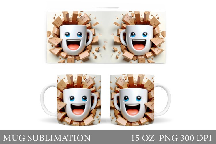 3D Funny Cofee Mug Design. Cute Face Mug (4167560)