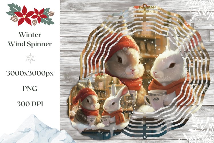 Cute Christmas Rabbits Wind Spinner, Christmas (4869403)
