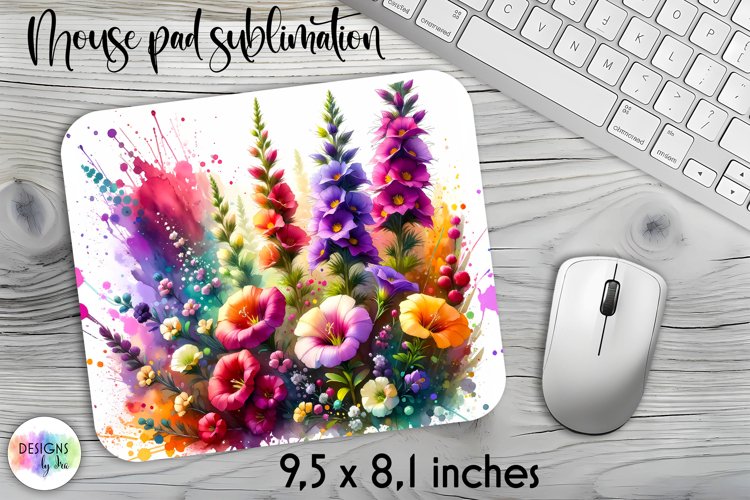 Summer Flowers Mouse Pad. Floral Mouse Pad Design