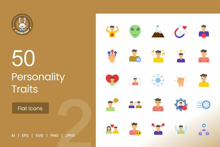 Personality Traits Flat Multicolor Icons