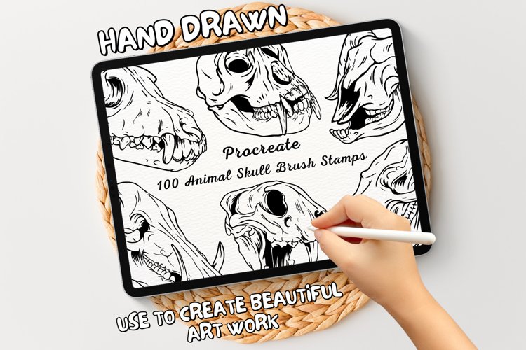 100 Animal Skull Procreate Stamps | Tattoo Procreate Stamps