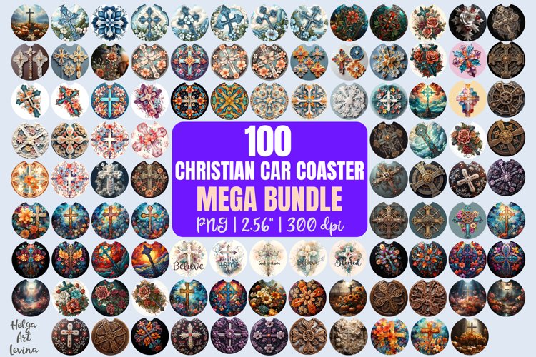 100 Christian Car Coaster Mega Bundle | Sublimation Designs