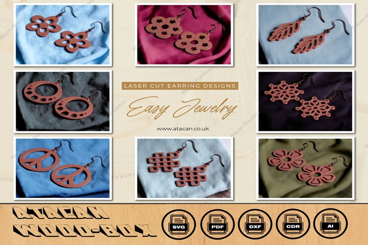 Jewelry Cut Files, Engraved Earring Set, Vector Cut Plan 288
