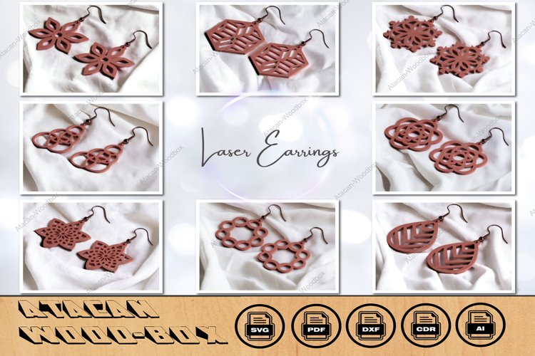 Earring Template Bundle / Files for Lightburn Glowforge 289