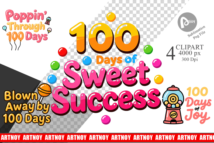 100 Days Gumball Fun Quotes Clipart (6463168)