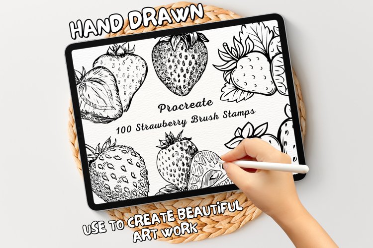 100 Strawberry Procreate Stamps | Tattoo Procreate Stamps
