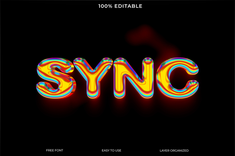 Vibrant 3D SYNC Text with Holographic Effect